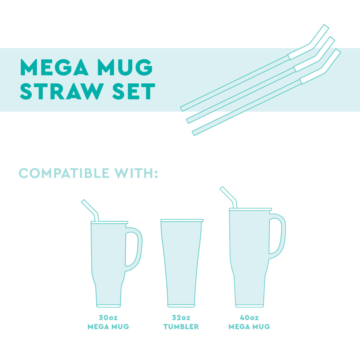 Hydrangea/Royal/Navy Reusable Straw Set (Mega Mugs) – Swig Life