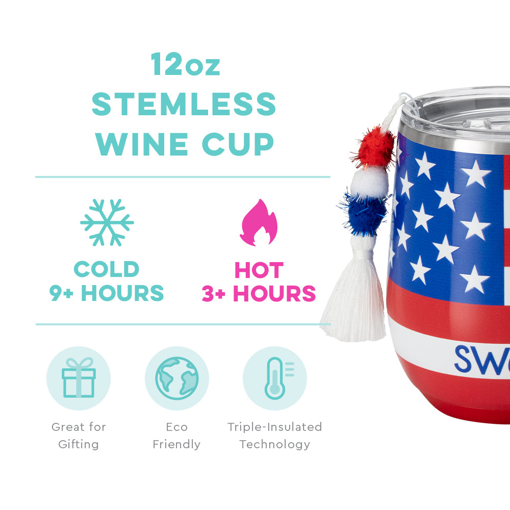 All American 12oz Stemless Wine Cup - Swig Life