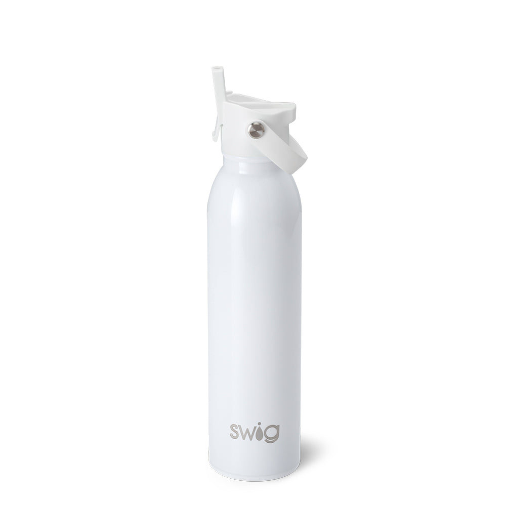 White Insulated Water Bottle: Flip + Sip Design (20oz) - Swig Life