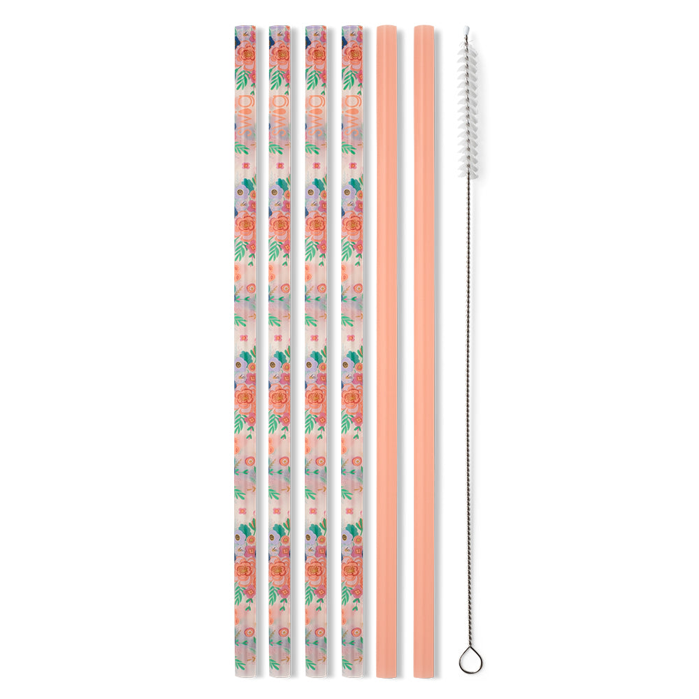 Full Bloom + Coral Reusable Straw Set – Swig Life