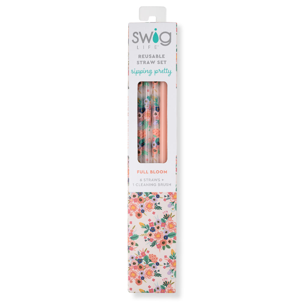Full Bloom + Coral Reusable Straw Set – Swig Life