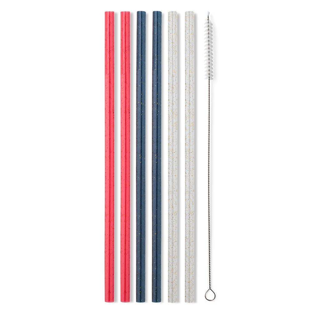 Red, White & Blue Glitter Straw Set - Swig Life