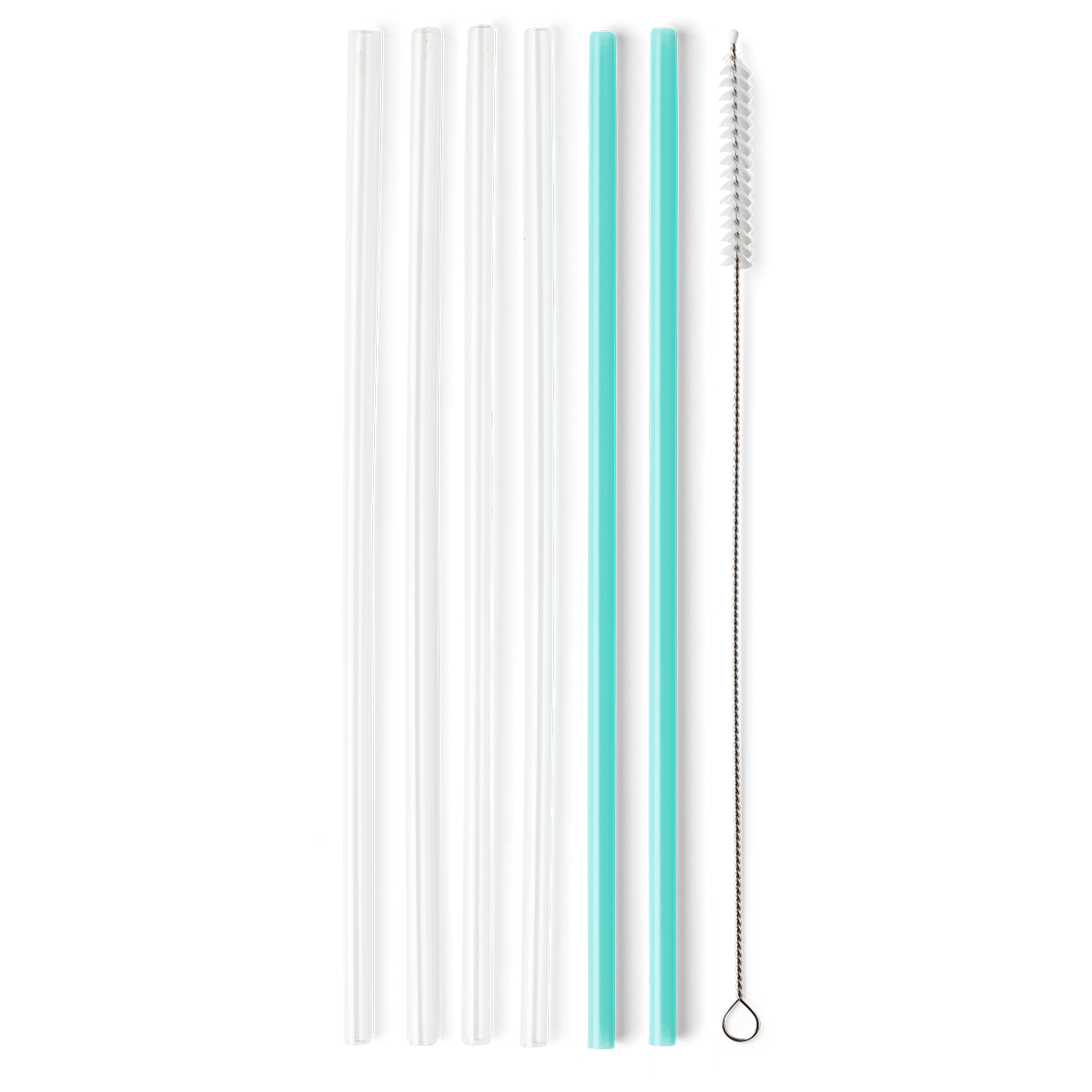 Clear + Aqua Tall Reusable Straw Set (5 piece) - Swig Life